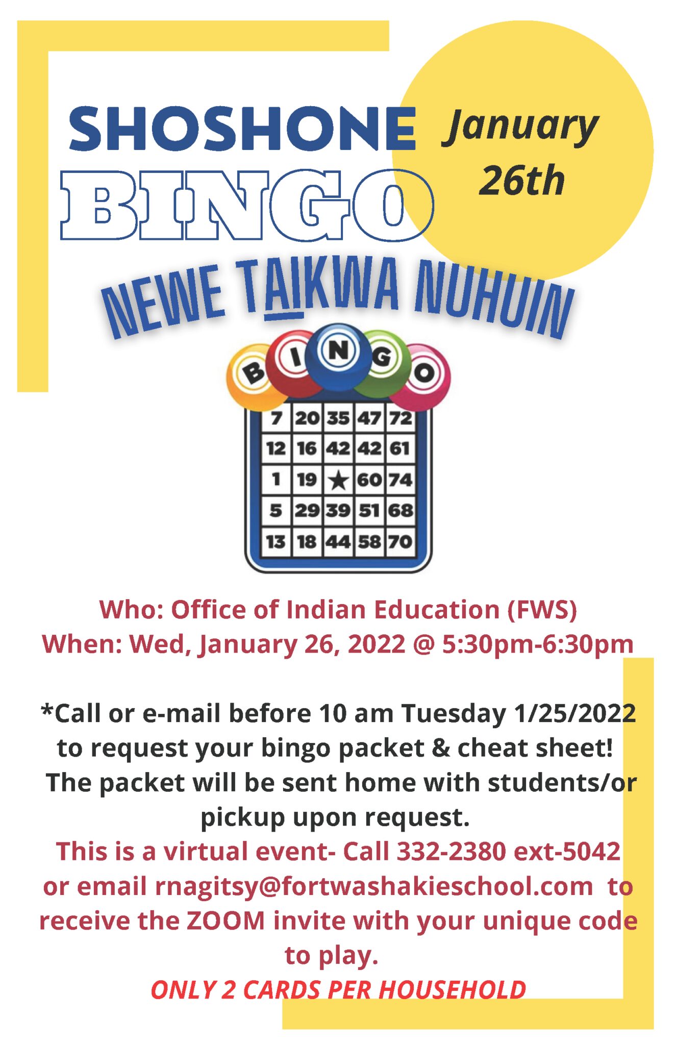 Zoom (Virtual) Bingo Event! (Click on the flyer for rules and details ...
