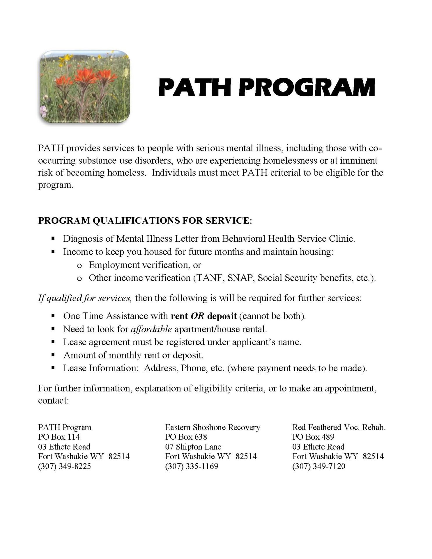 Path Program now taking clients - Eastern Shoshone