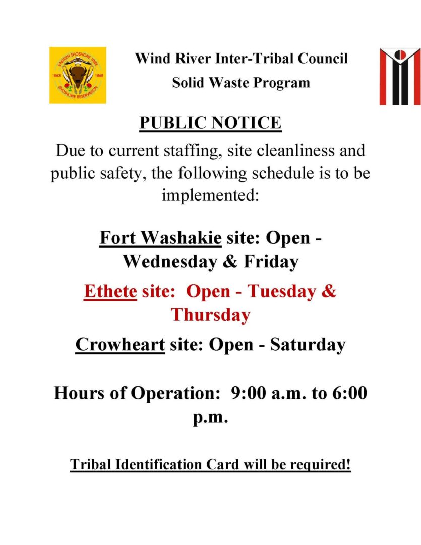 WRITC Solid Waste Public Notice - Eastern Shoshone